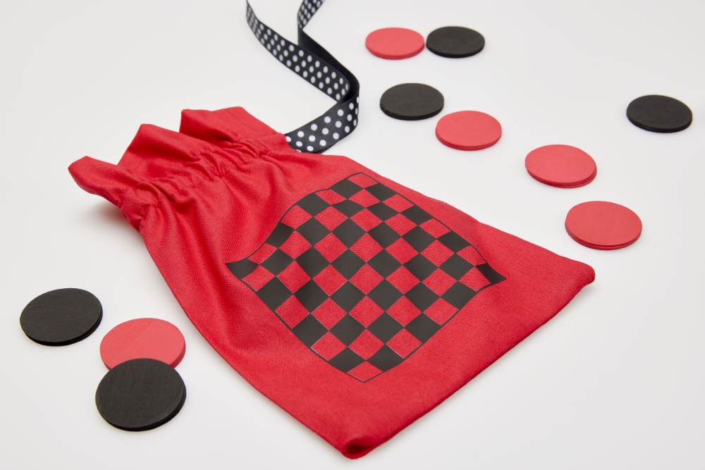 Checkers game pieces bag