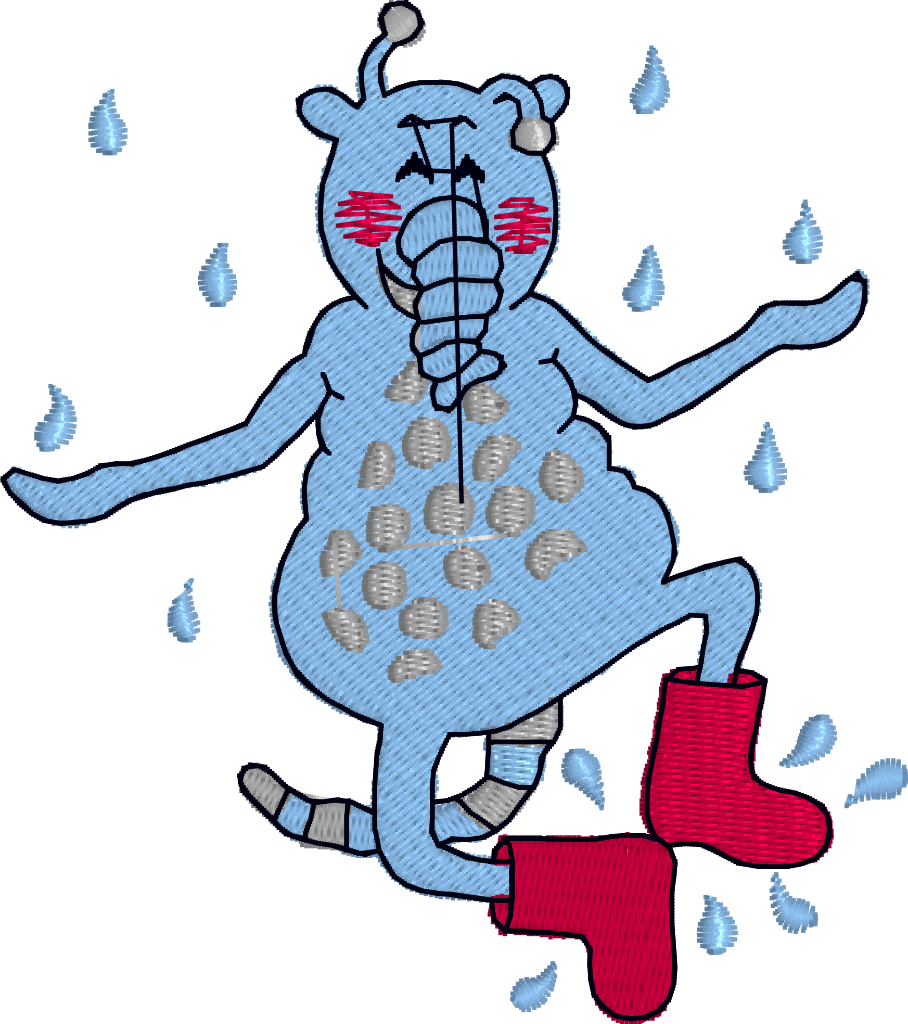 Cartoon Monster in Rain
