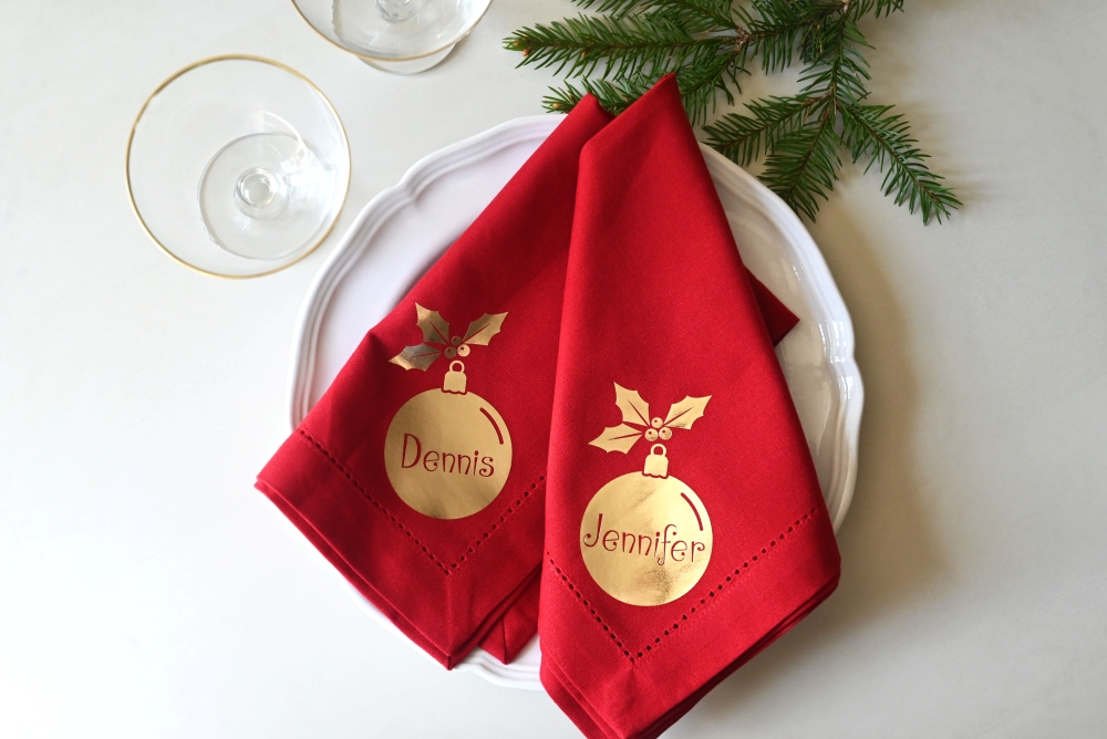 Personalized holiday napkins